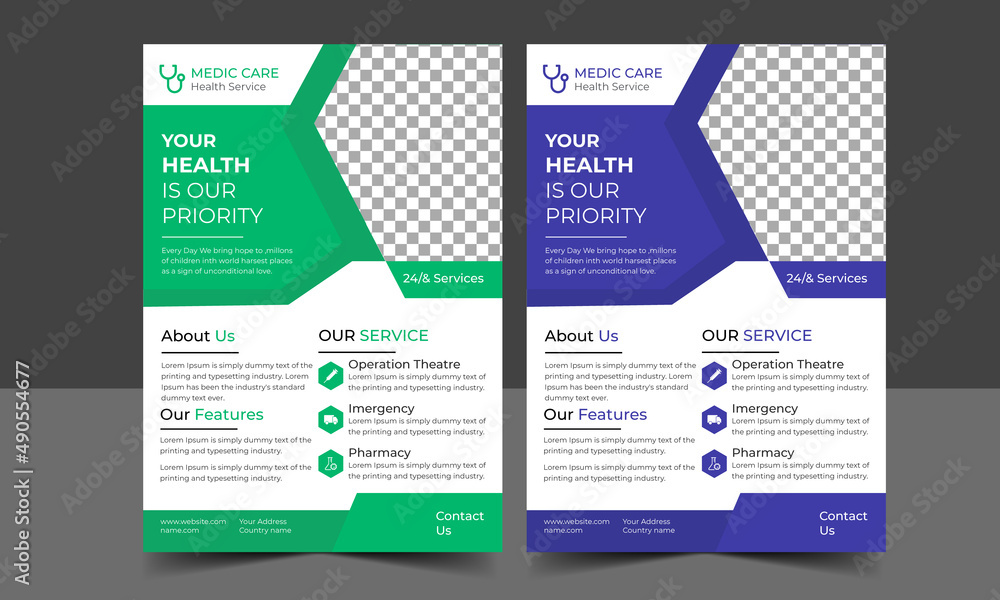 Health care cover template design for a report and medical brochure ...