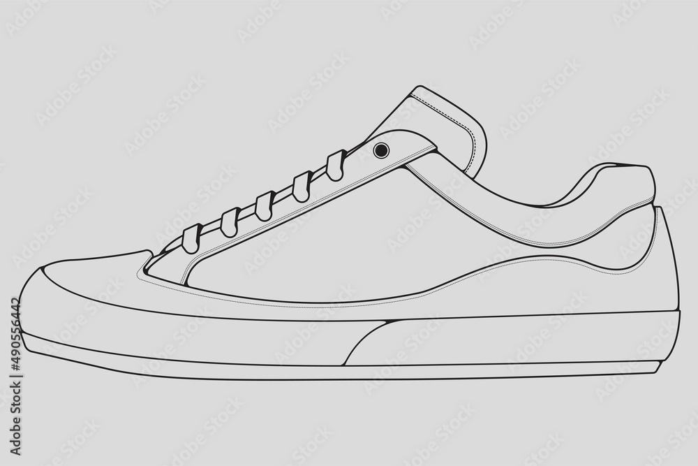 Shoes sneaker outline drawing vector, Sneakers drawn in a sketch style ...