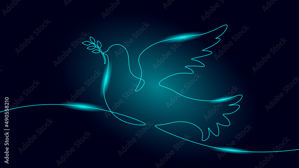 Continuous line art dove of peace. World Day pigeon hope emblem poster ...