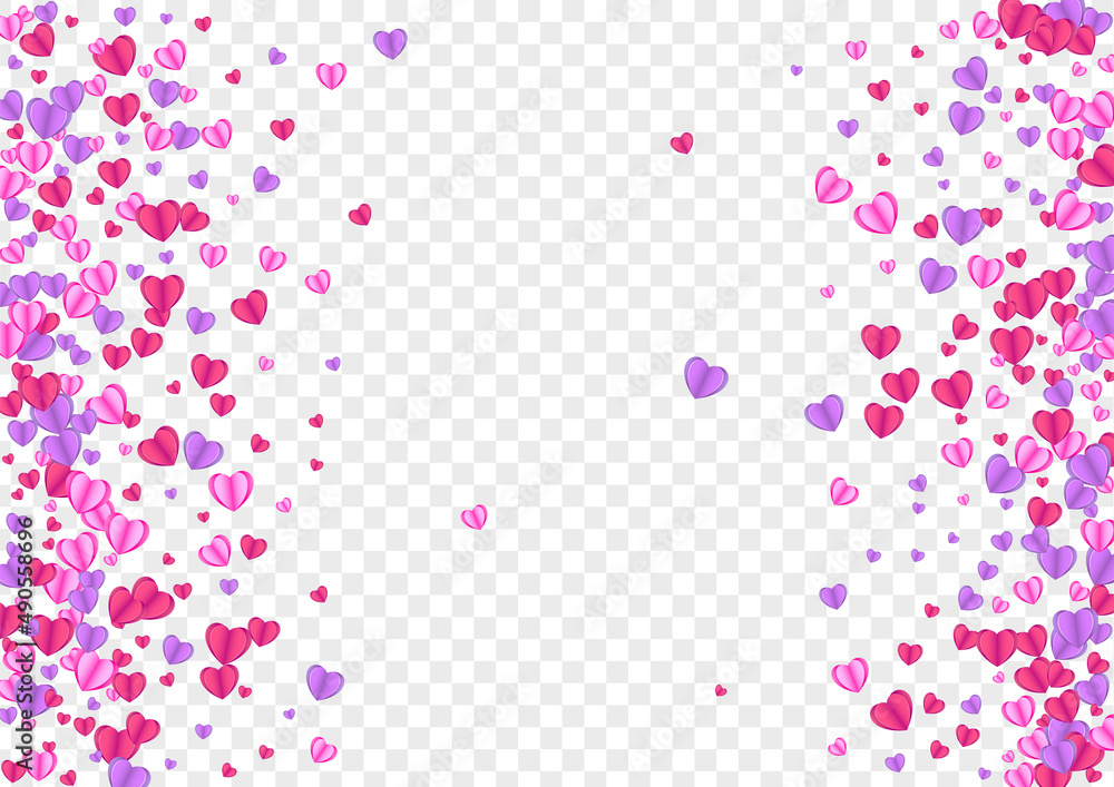Pink Heart Background Transparent Vector. Cute Frame Confetti. Violet ...