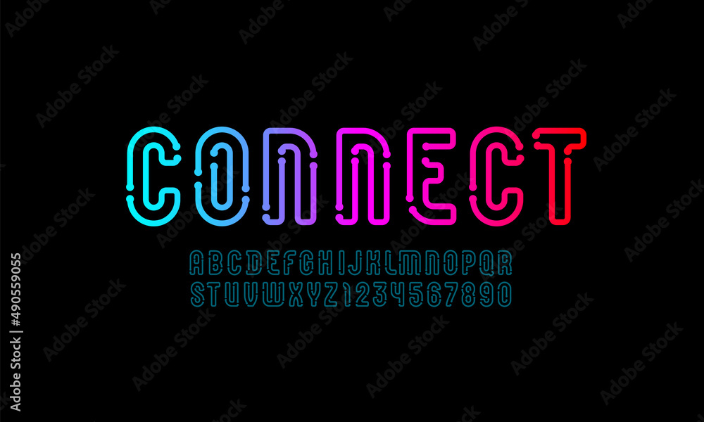 Digital font, tech alphabet, technology letters and numbers made of ...