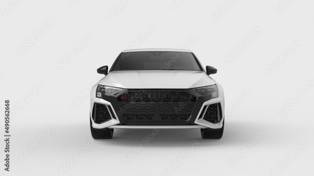 Mockup Hatchback car similar to Audi RS3 isolated on white background ...