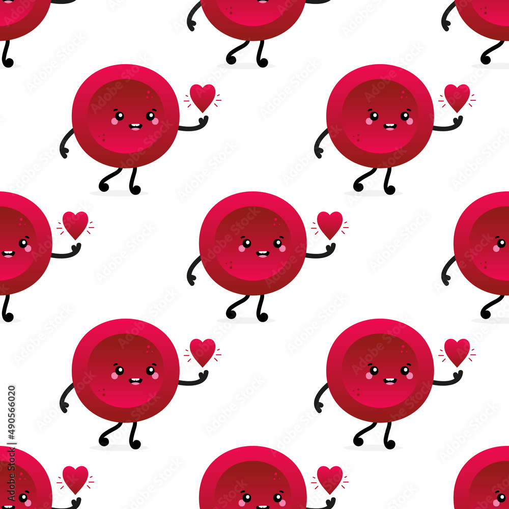 Cute red blood cells, erythrocytes characters holding hearts vector ...