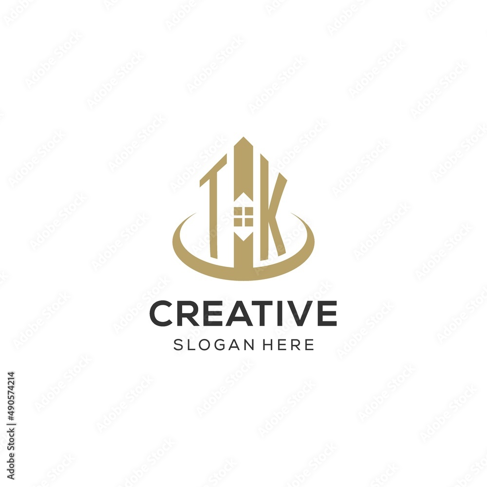 Initial TK logo with creative house icon, modern and professional real ...