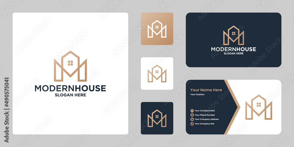 letter M with house combination logo design. M house logo vector with ...