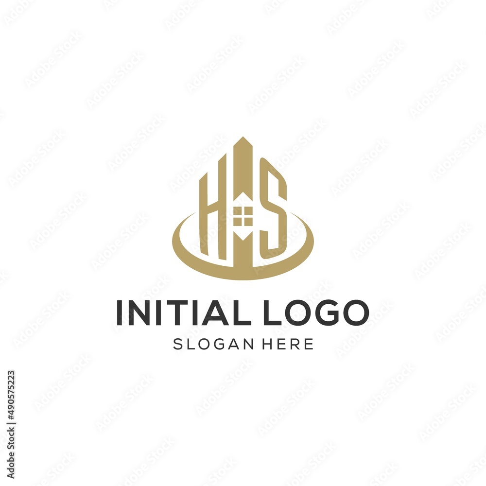 Initial HS logo with creative house icon, modern and professional real ...