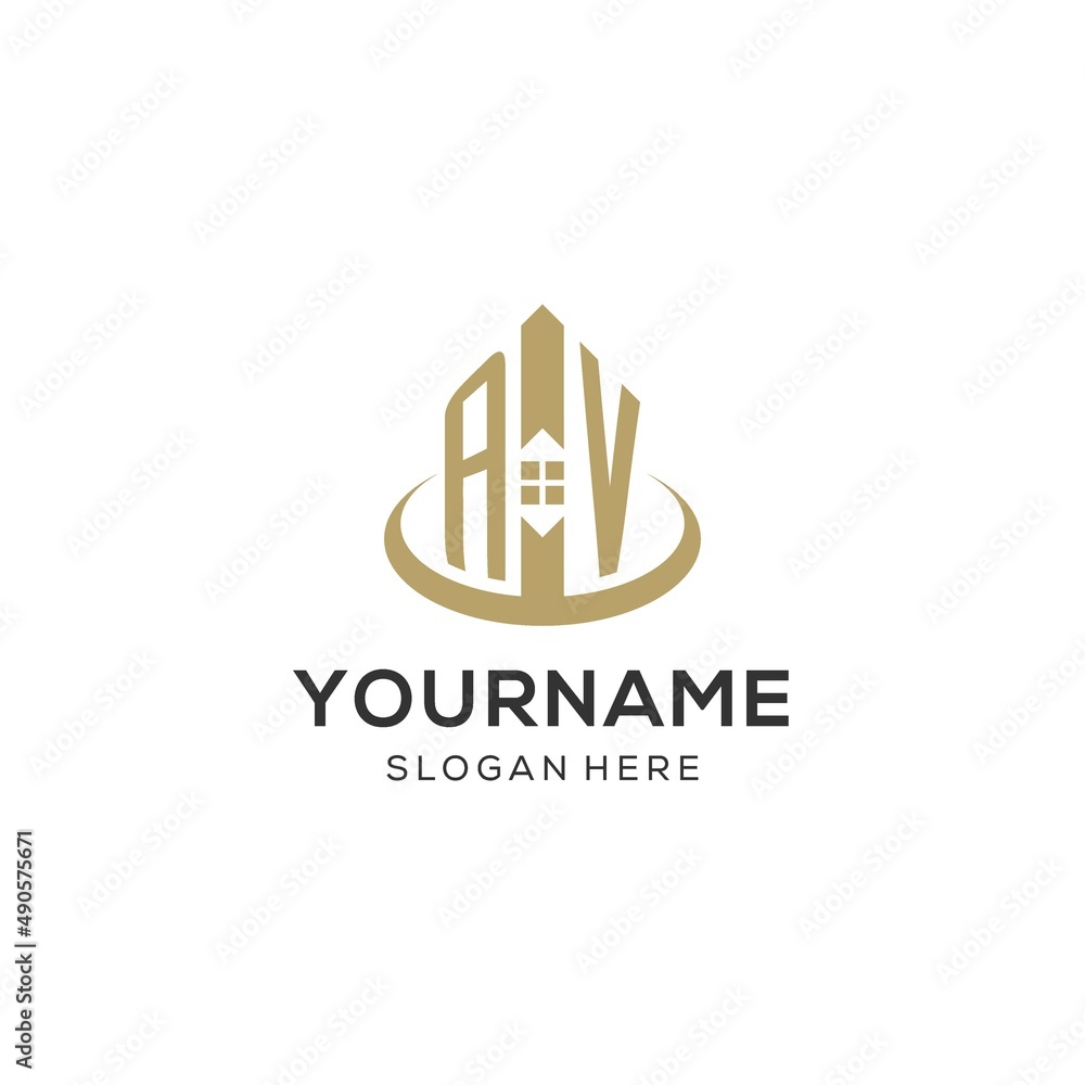 Initial AV logo with creative house icon, modern and professional real ...