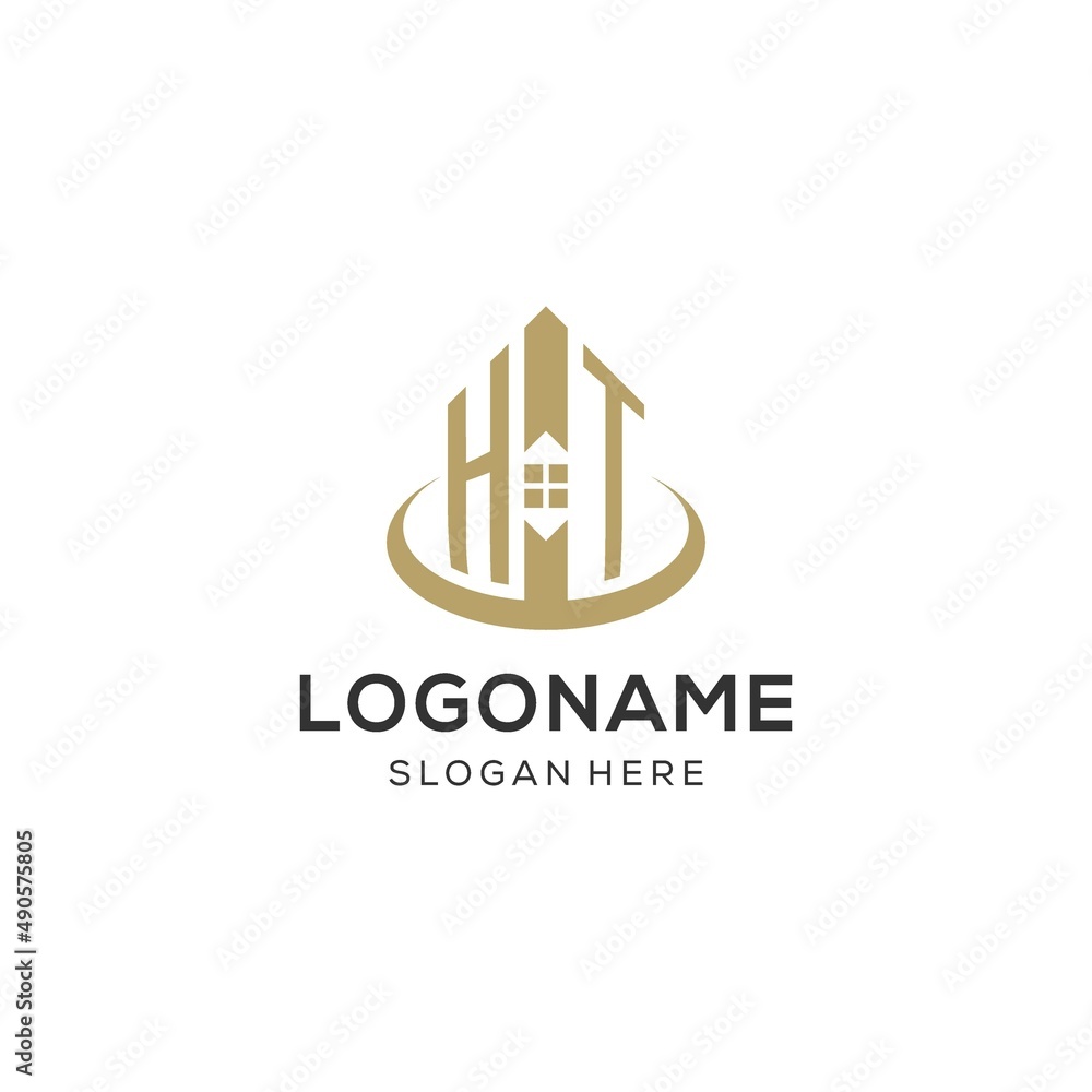 Initial HT logo with creative house icon, modern and professional real ...