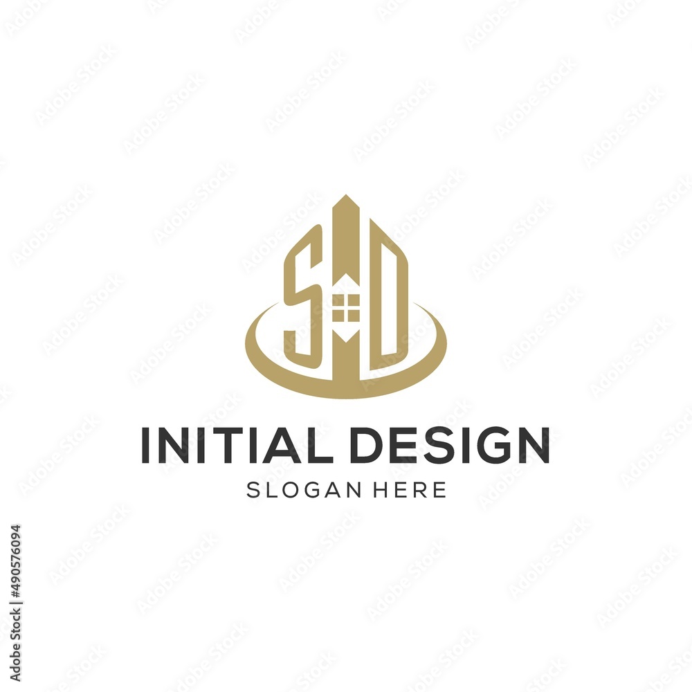 Initial SD logo with creative house icon, modern and professional real ...