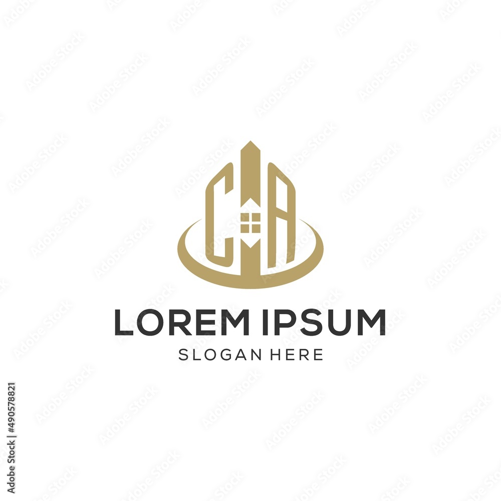 Initial CA logo with creative house icon, modern and professional real ...