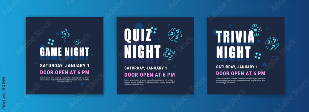 Collection of banner templates for trivia night. Stock Vector | Adobe Stock