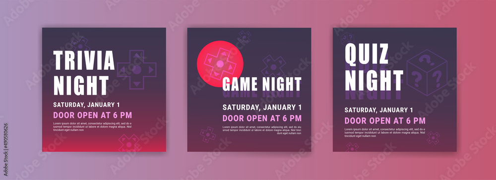 Collection of banner templates for trivia night. Stock Vector | Adobe Stock