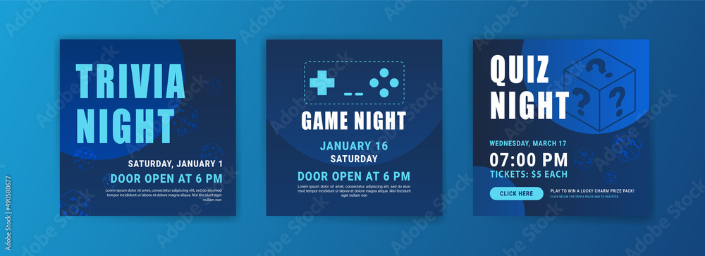 Poster Collection of banner templates for trivia night. – Wall Art ...