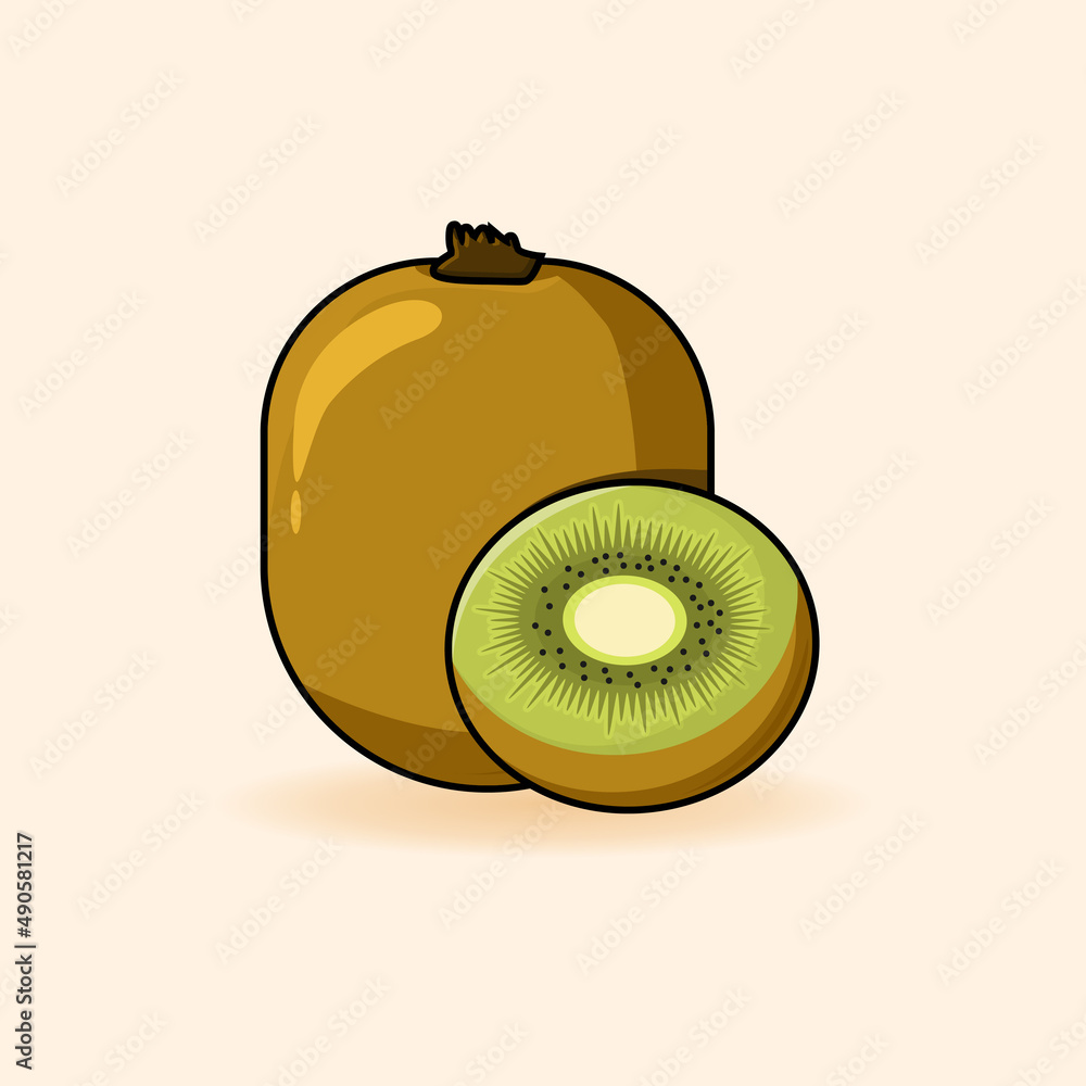 kiwi fruit fresh cartoon vector art Stock Vector | Adobe Stock