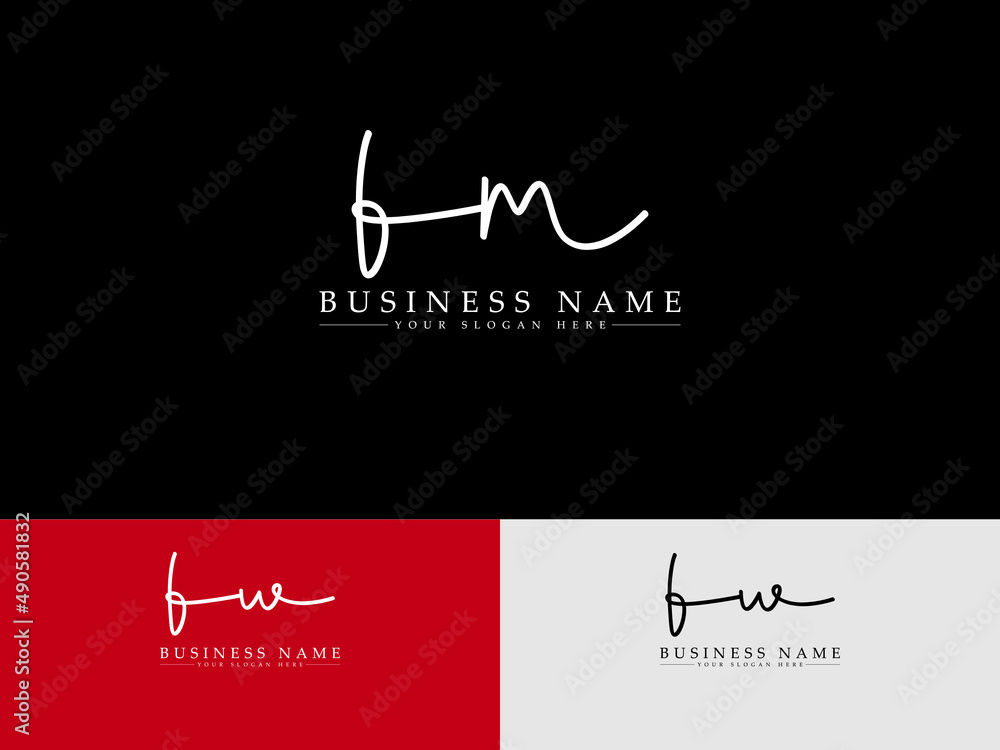 Cosmetics FM Signature Logo, Handwriting Fm f&m Logo Letter Vector ...
