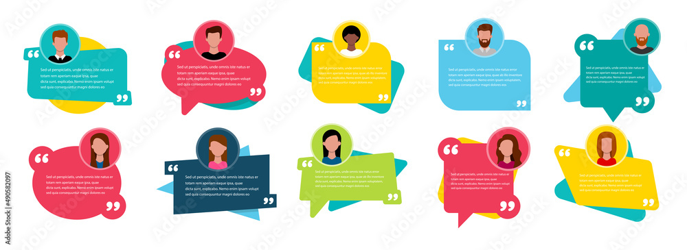 Testimonial Speech bubble concept, customer feedback for info graphic ...