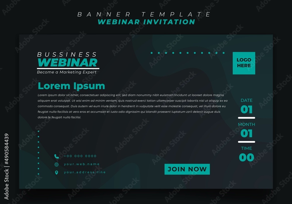 Webinar Invitation design in portrait with black and green background ...