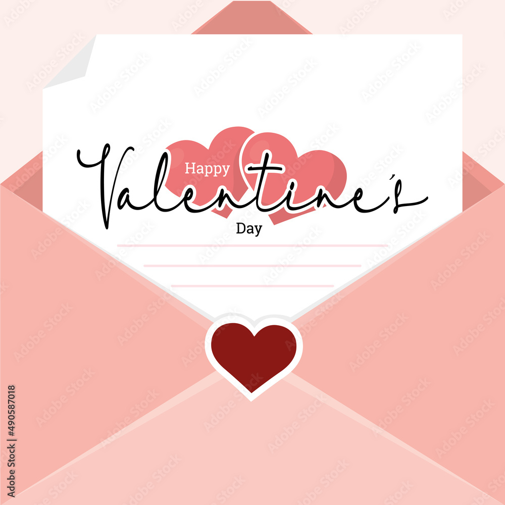 Colored valentine day poster Love letter with heart shapes Vector ...