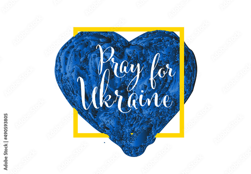 Pray for Ukraine Conceptual Illustration Symbol Layout with Heart Stock ...