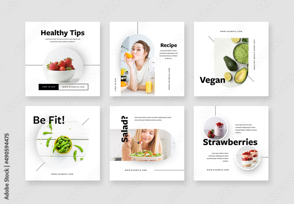 Square Food Layouts for Social Media Stock Template | Adobe Stock