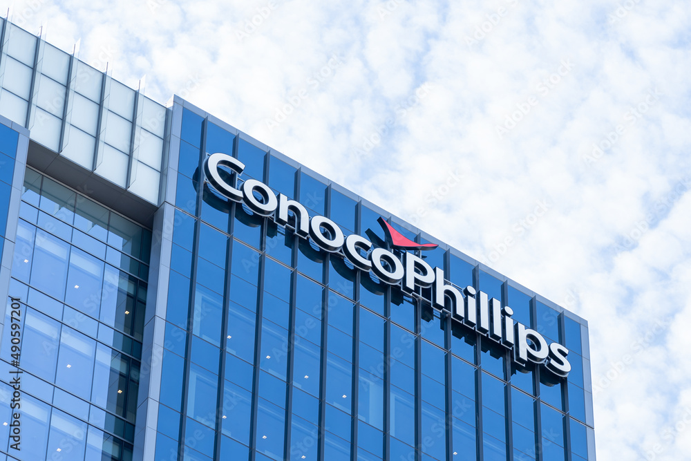 Houston, Texas, USA - March 2, 2022: ConocoPhillips sign on the ...