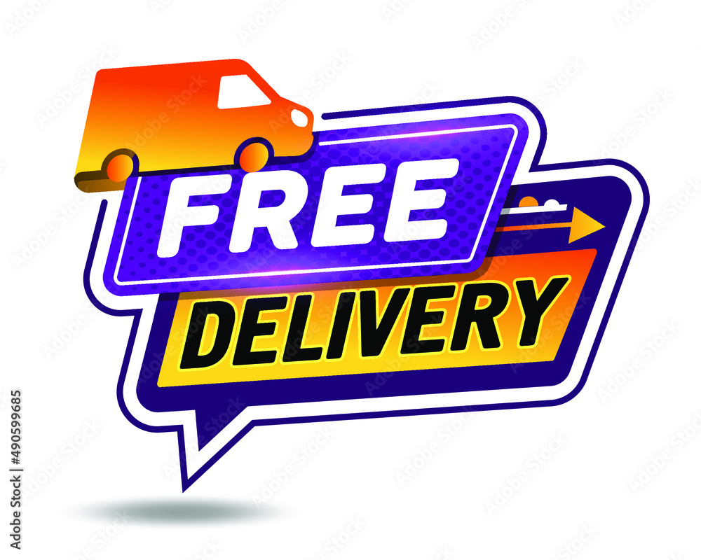 Free delivery banners. Vector Badge with truck for apps and websites ...