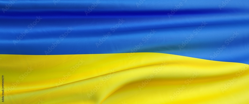 Blue and yellow flag of Ukraine. Ukrainian flag. State symbols ...