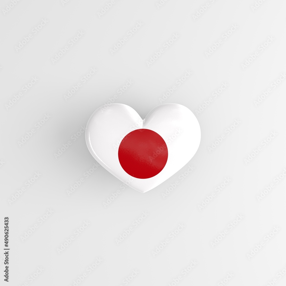 Heart-shaped badge with the flag of Japan as a symbol of patriotism and ...