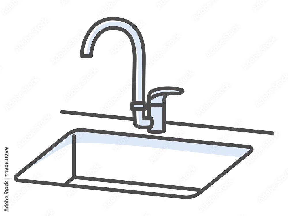 simple illustration of kitchen sink Stock Vector | Adobe Stock