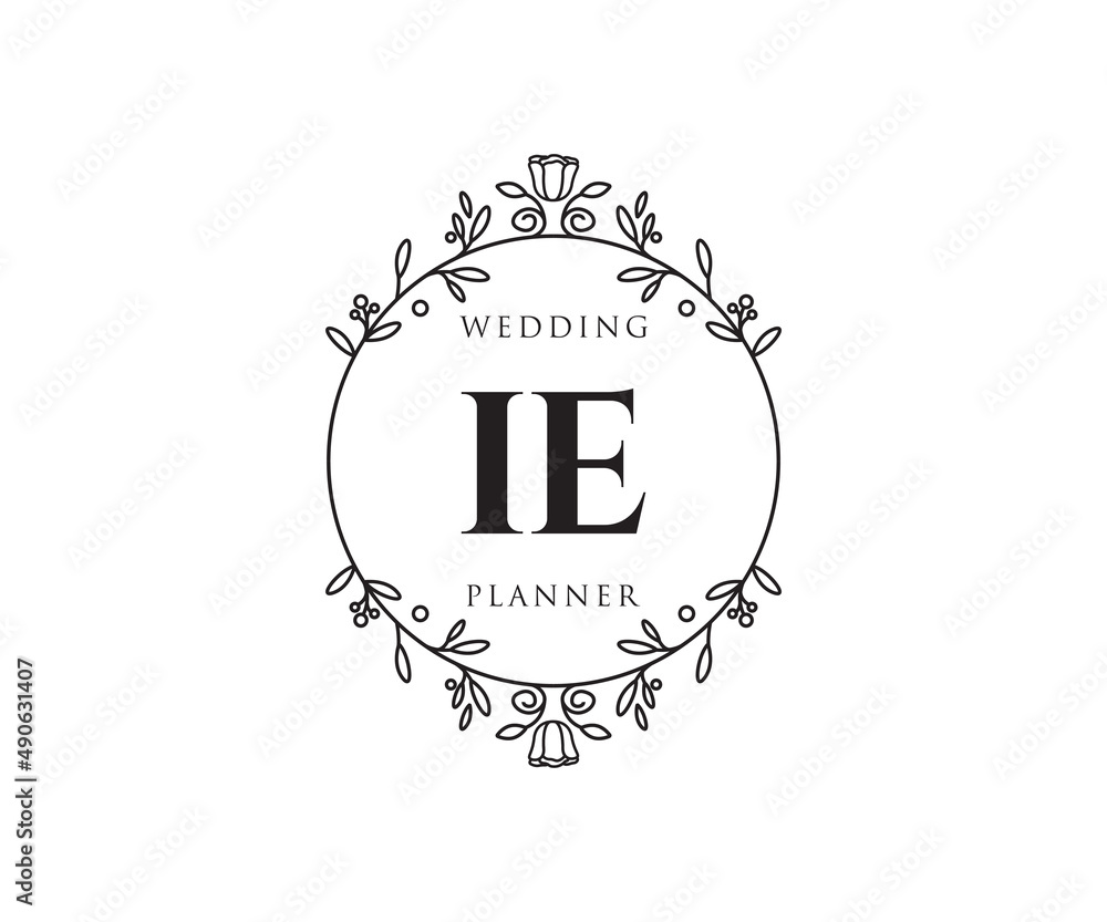 IE Initials letter Wedding monogram logos collection, hand drawn modern ...