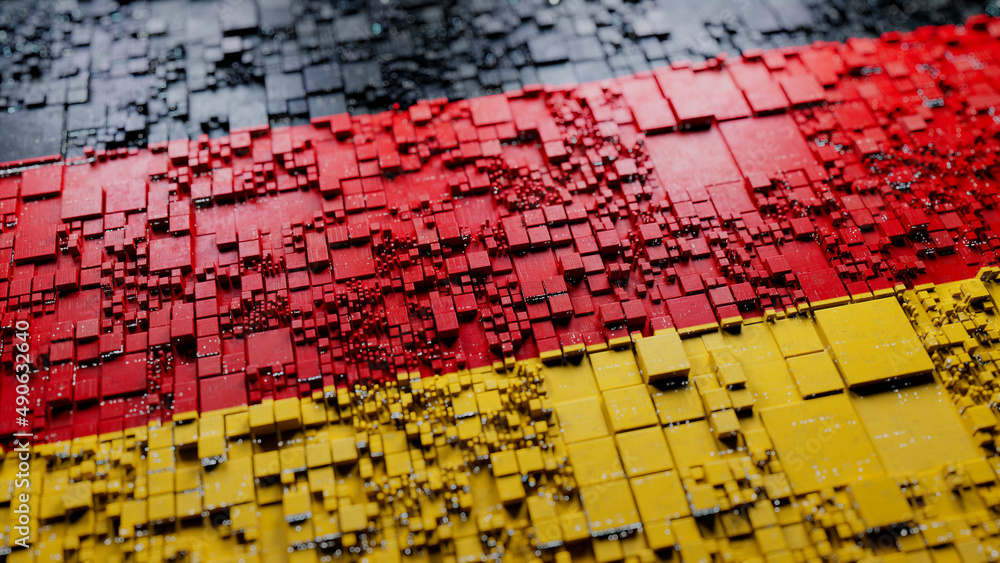 German Flag rendered as Futuristic 3D blocks. Germany Network Concept ...