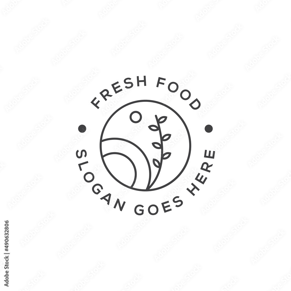 simple outline fresh food logo design inspiration, organic food logo ...