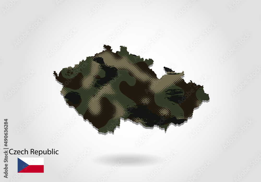 czech Republic map with camouflage pattern, Forest - green texture in ...