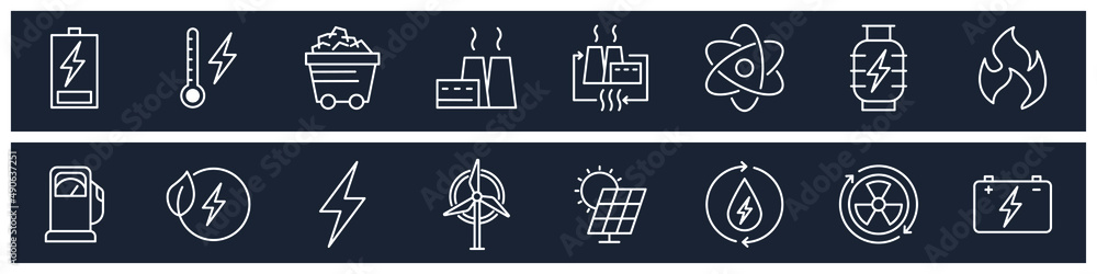 set of Energy Types elements symbol template for graphic and web design ...