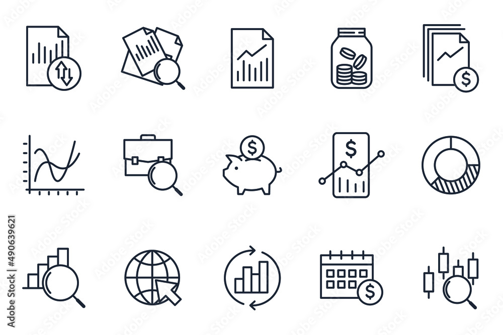 set of Financial Analytics elements symbol template for graphic and web ...