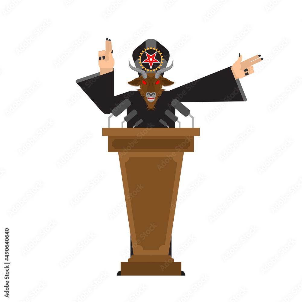 Evil preacher Baphomet Demon. Devil Black Mass satan pastor. Angry ...