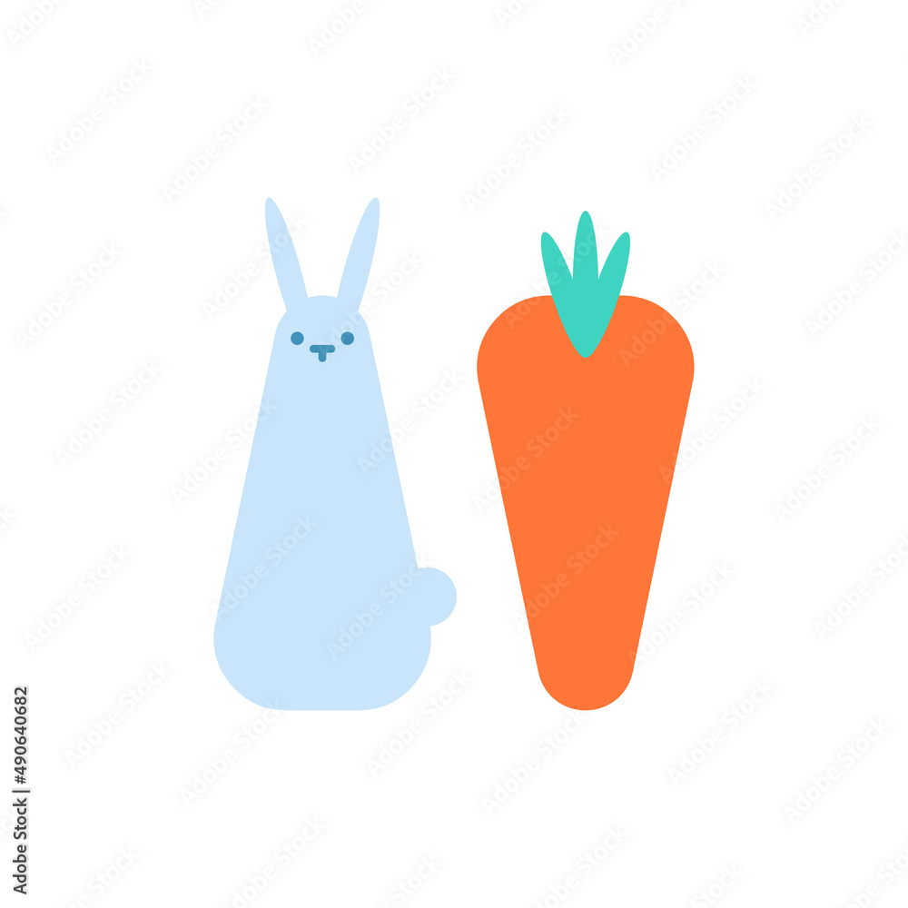 Rabbit and carrot cute cartoon. hare and vegetable. Vector illustration ...