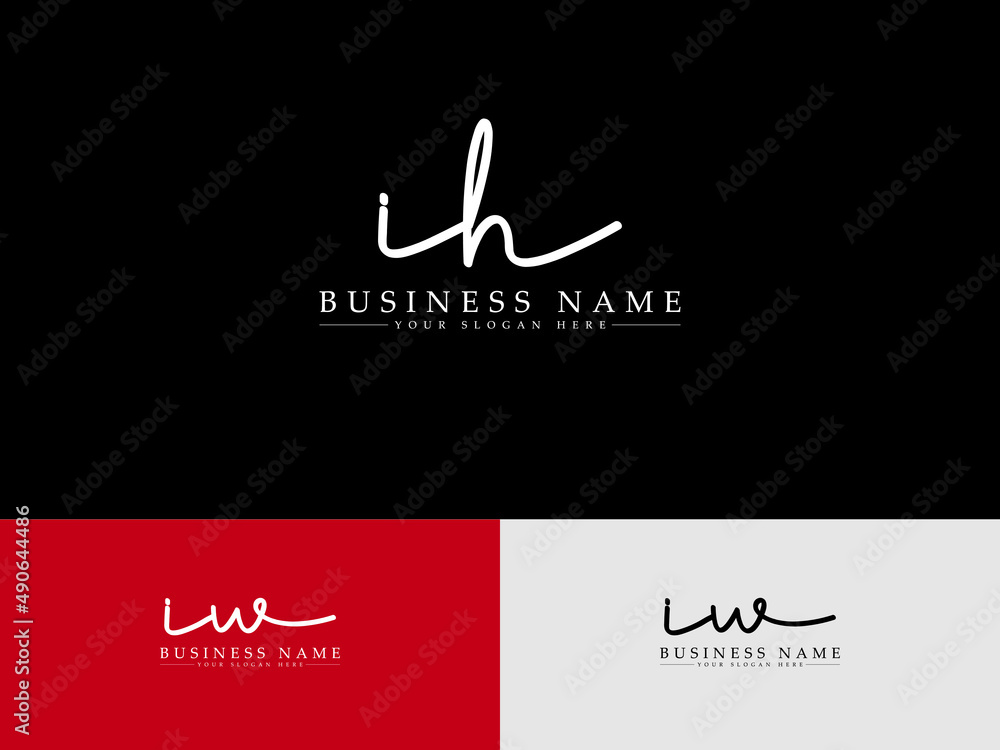 Art IH Signature Logo Design, Signature Ih hi Logo Letter Vector stock ...