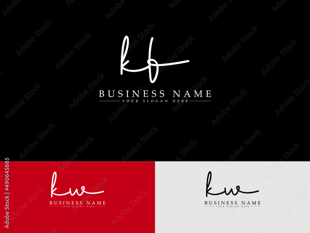 Typography KF Signature Logo, Initials signature Kf k&f Handwritten ...