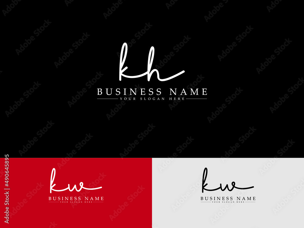Typography KH Signature Logo, Initials signature Kh k&h Handwritten ...