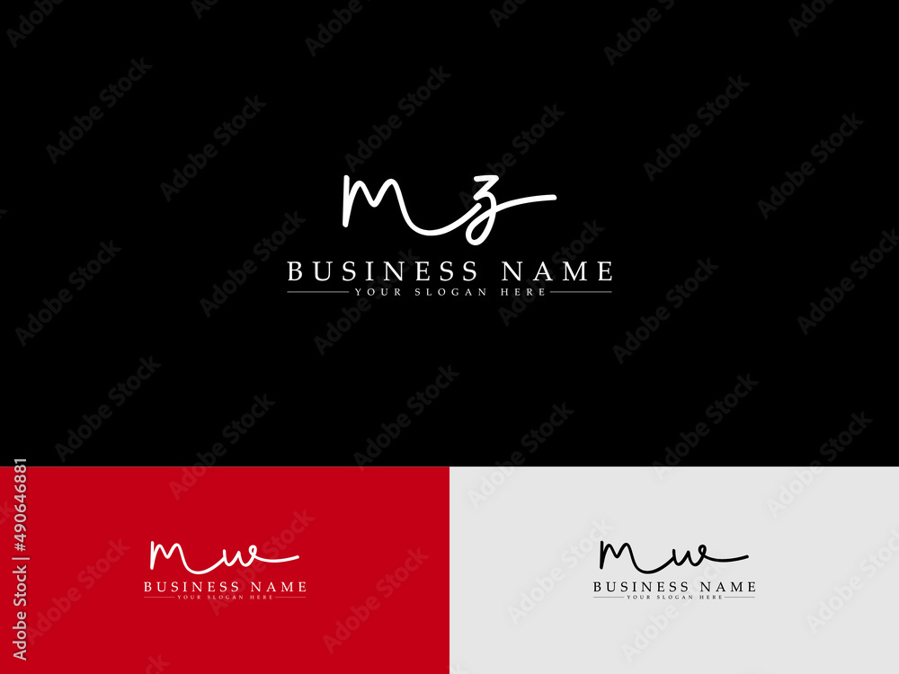 Signature MZ m z Vector Icon Logo, Typographic mz Signature Logo for ...