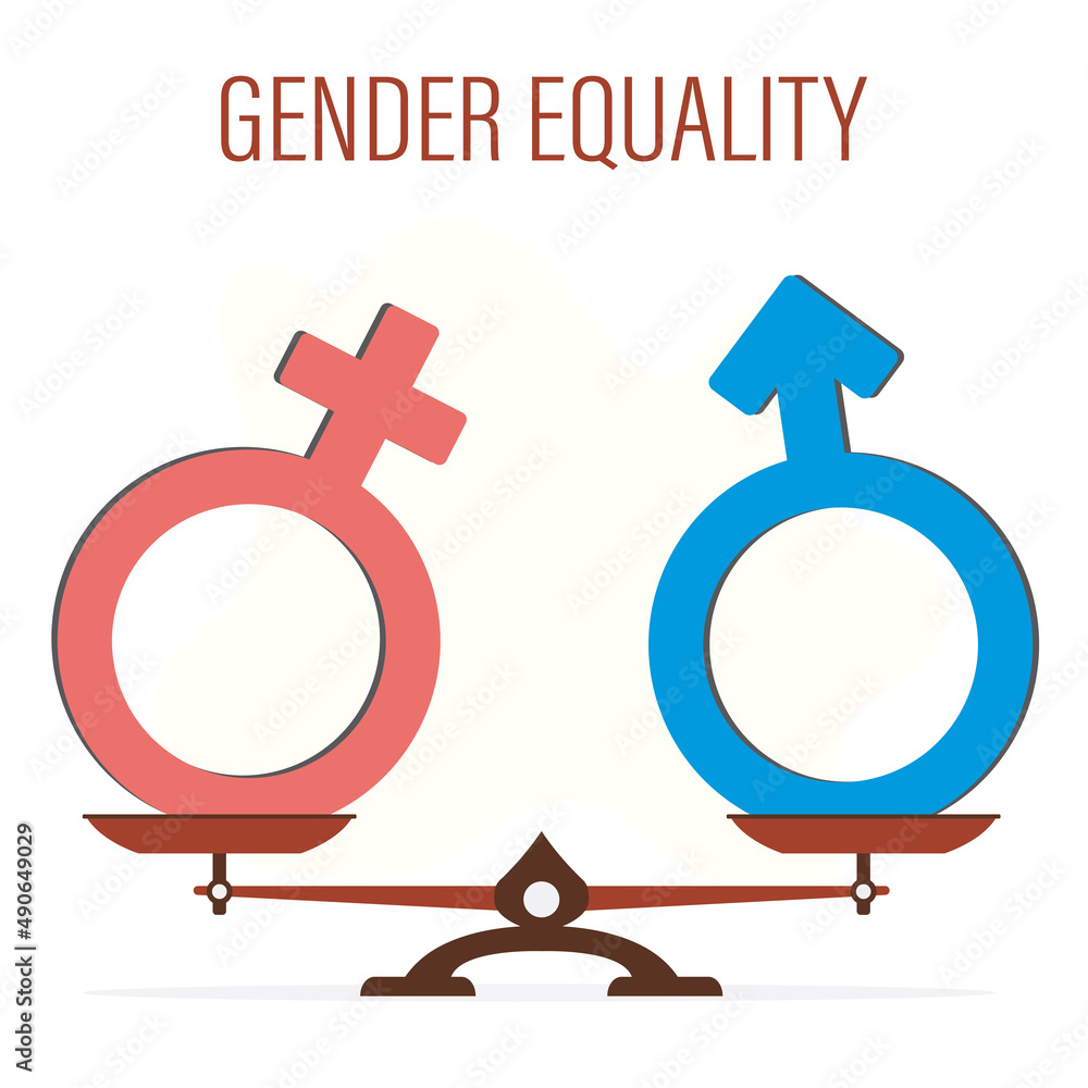 Gender Equality Symbols On Scales Gender Icons In Balance