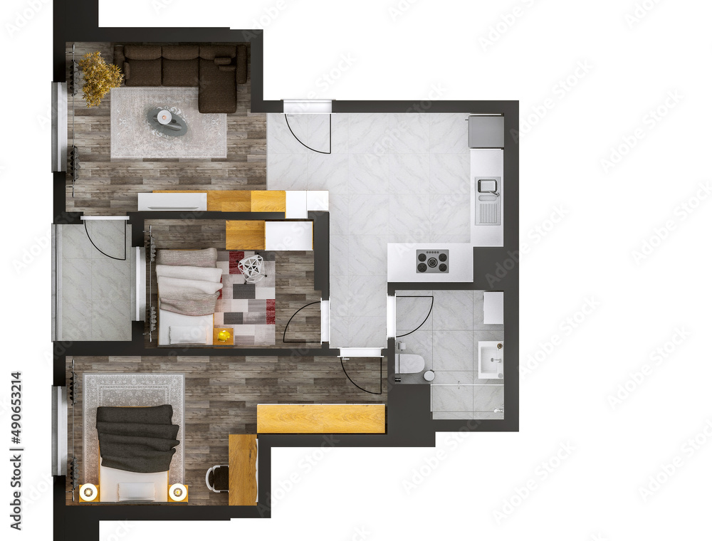 plan, room plan, hotel room top view, sales sheet for construction ...