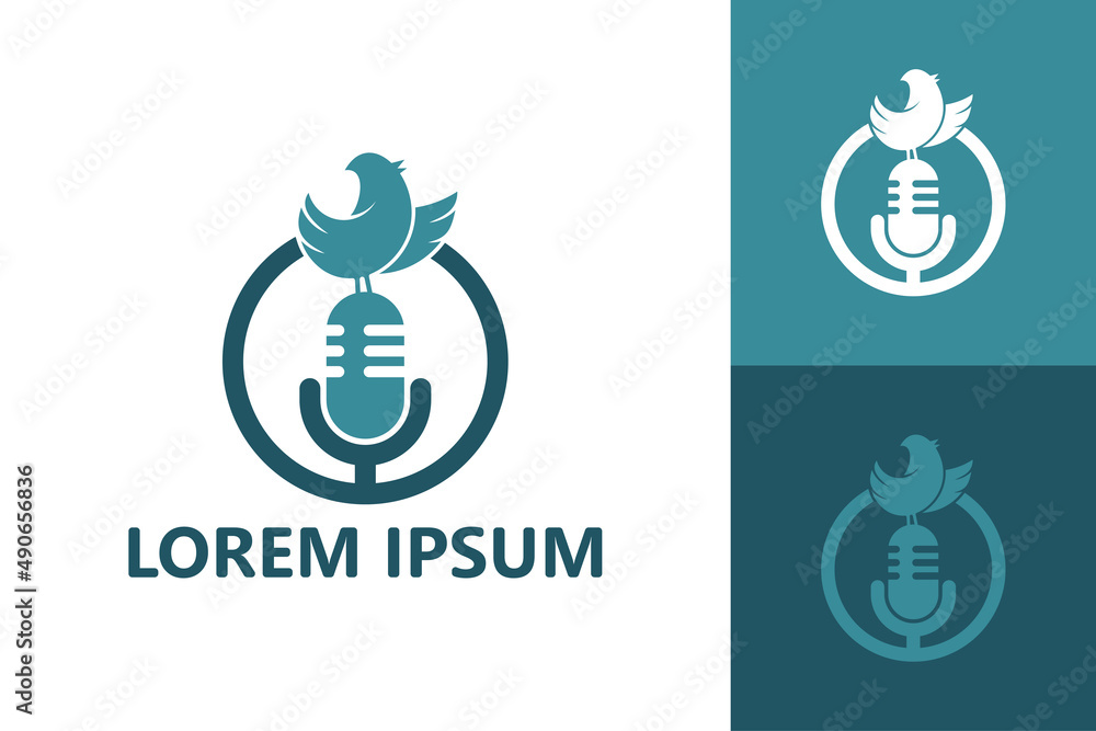 Bird singing mic logo template design vector Stock Vector | Adobe Stock