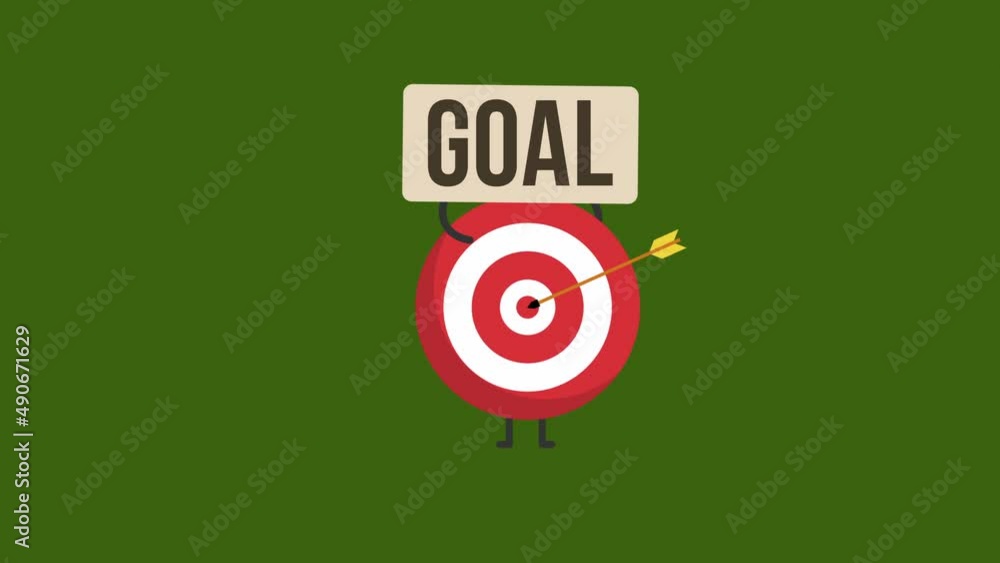 target holds sign with word goal. green background. Loop animation ...