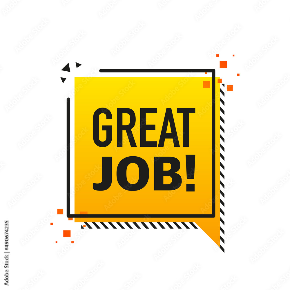 Great job yellow banner in 3D style on white background. Vector ...