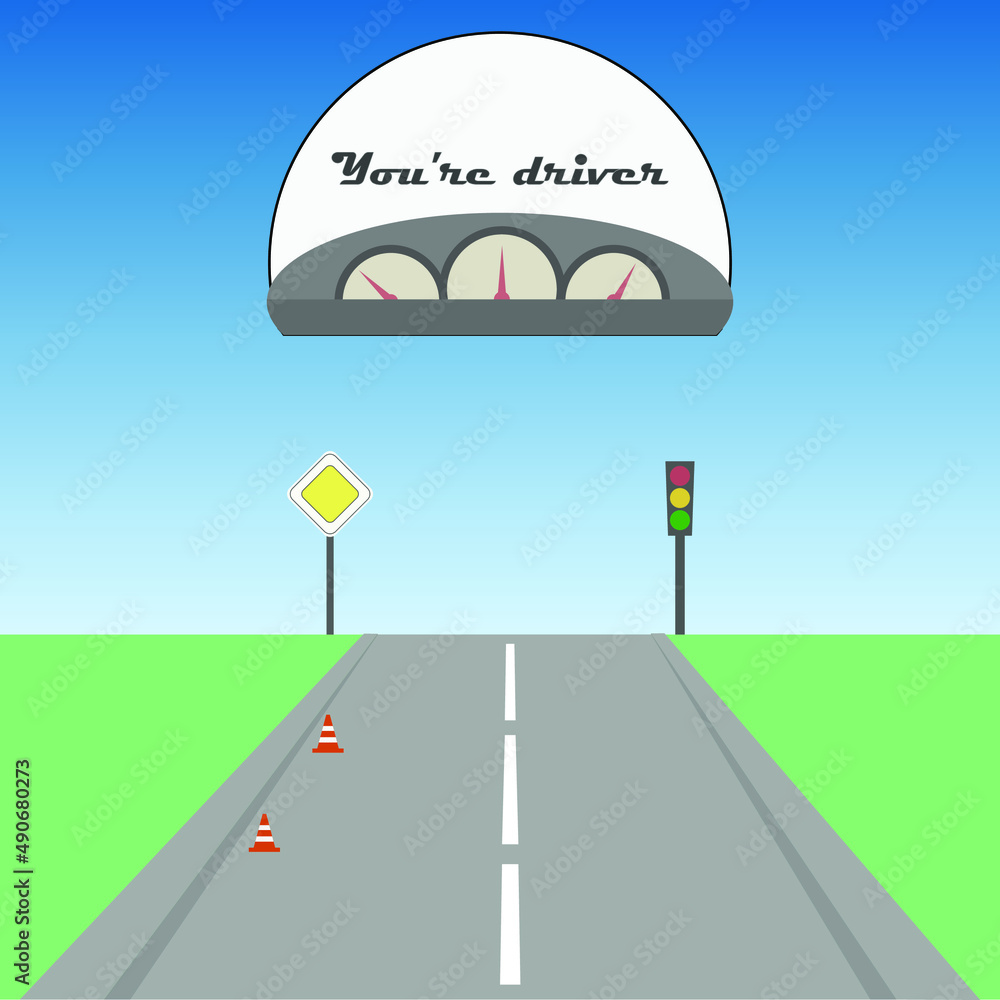 Road with road signs and congratulations Stock Vector | Adobe Stock