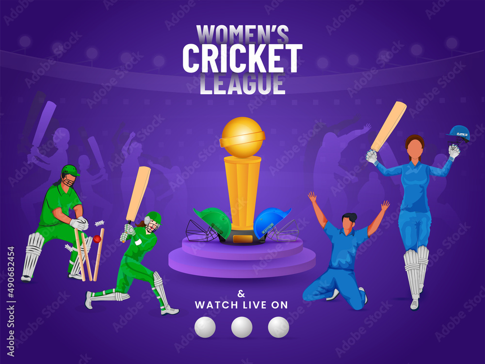 Women's Cricket League Concept With Participating Countries Female ...
