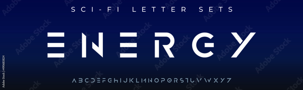 Vetor de ENERGY Modern Minimal font. Classic, Abstract, tech, gaming ...