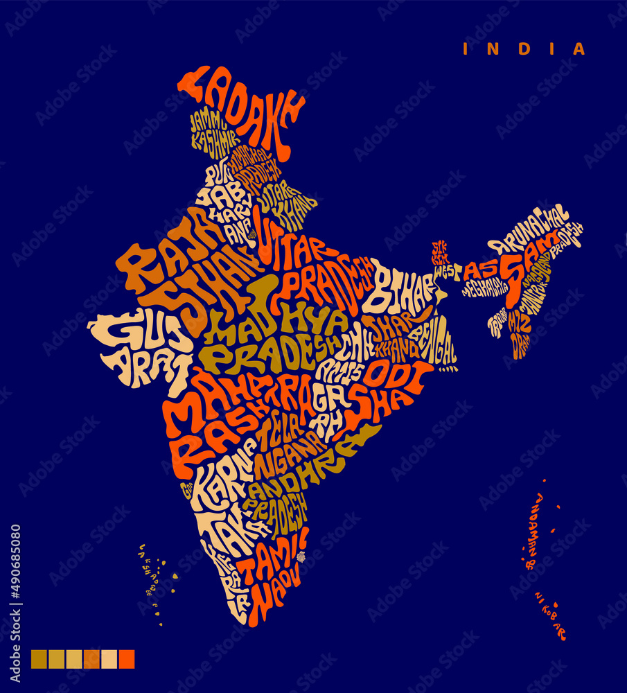 INDIA Map With All Indian States Name Lettering India Map Vector india-map-with-all-indian-states-name-lettering-india-map-vector